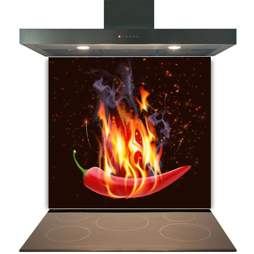 Burning Chilli 2 Glass Splashback | Printed Image Glass Splashbacks