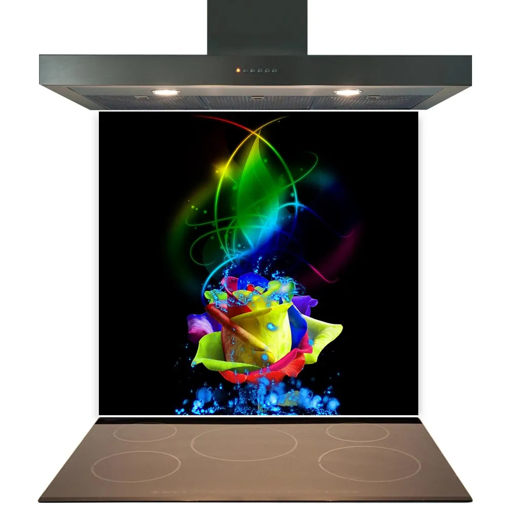 Colourful Rose Glass Splashback | Printed Image Glass Splashbacks