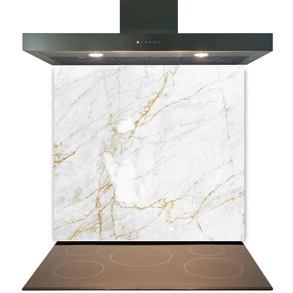 Gold Grey Marble Effect Glass Splashback | Printed Image Glass Splashbacks